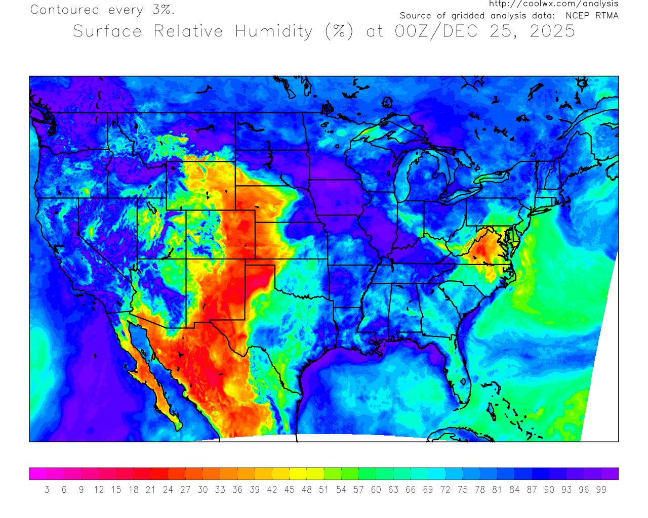 Maps Of Minimum Relative Humidity Conterminous Us 1981