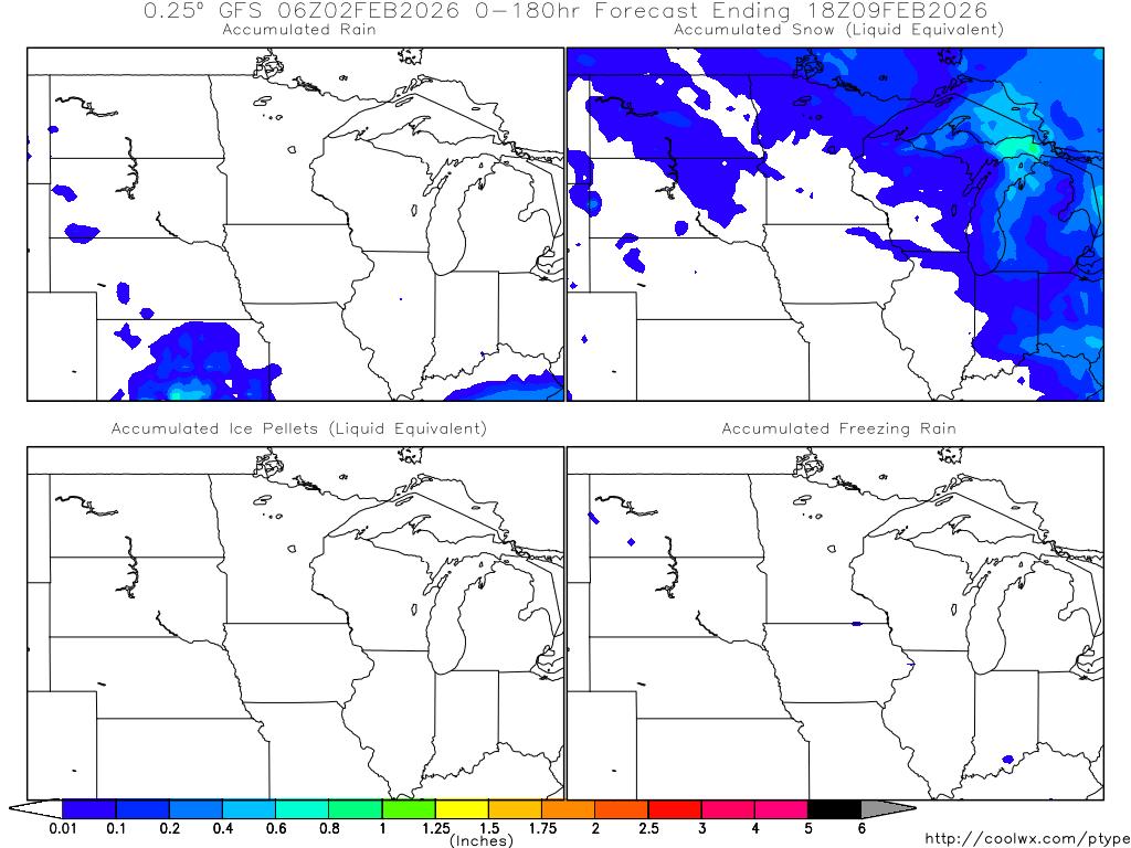 06Z gfs Northcentral United States Forecast Accumulated Precip Type ...
