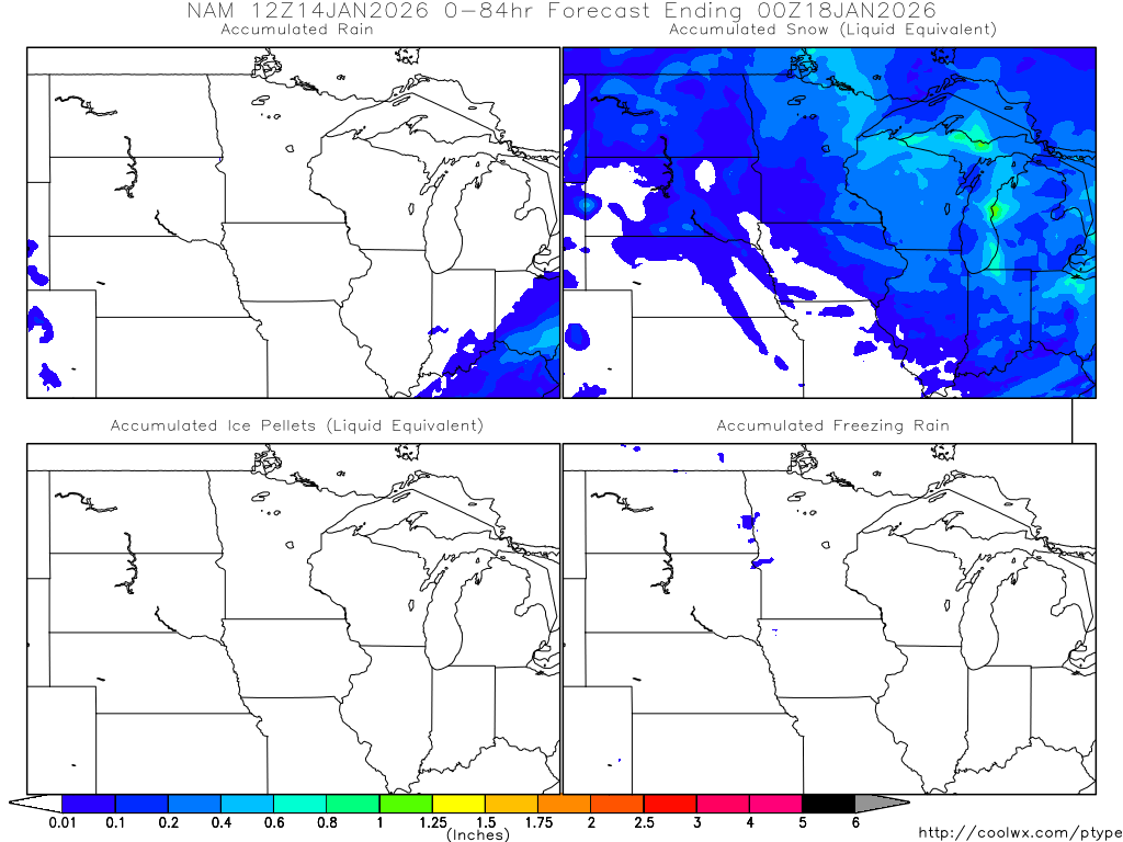 12Z nam Northcentral United States Forecast Accumulated Precip Type ...