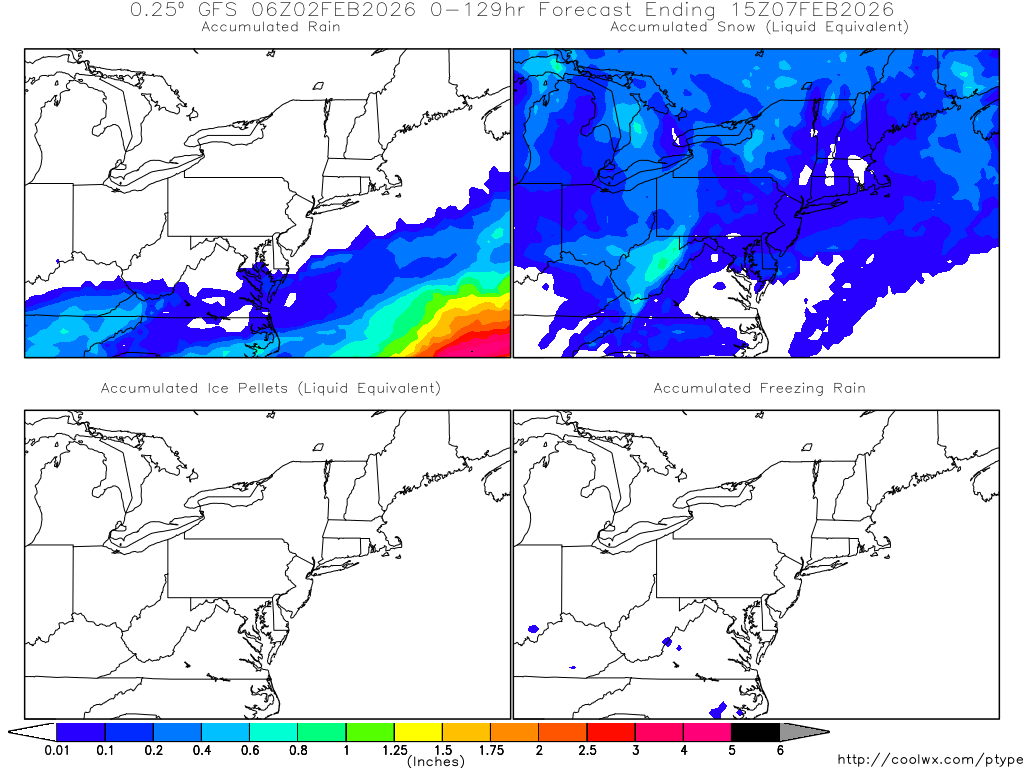 06Z gfs Northeast United States Forecast Accumulated Precip Type: Animation