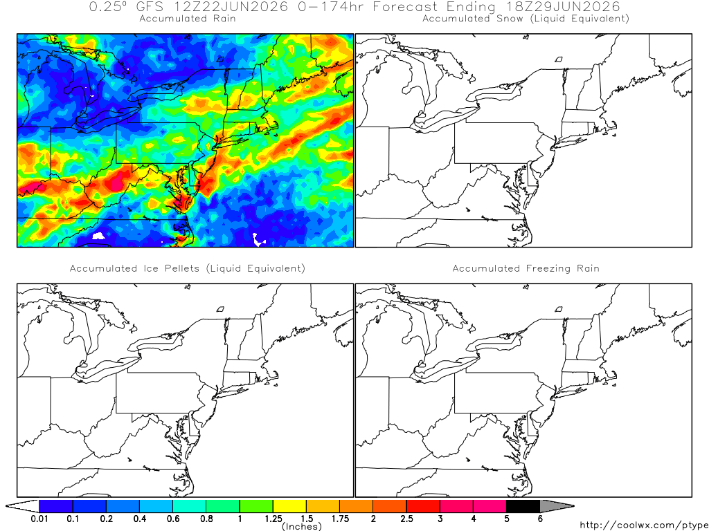 12Z gfs Northeast United States Forecast Accumulated Precip Type: Animation