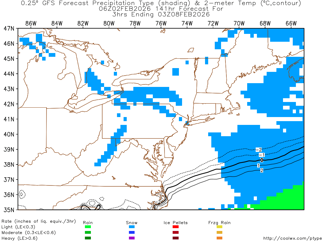 06Z gfs Northeast United States Forecast Precip Type: Animation