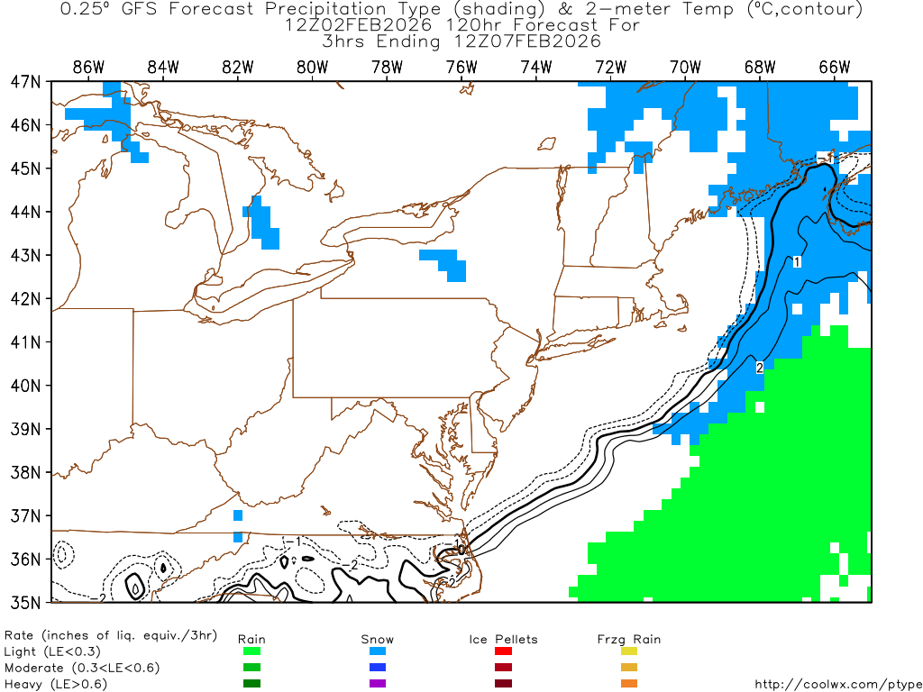 12Z gfs Northeast United States Forecast Precip Type: Animation