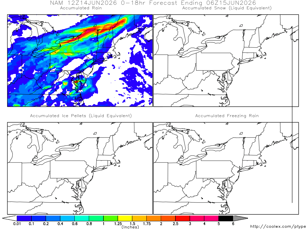 12Z nam Northeast United States Forecast Accumulated Precip Type:18hr ...