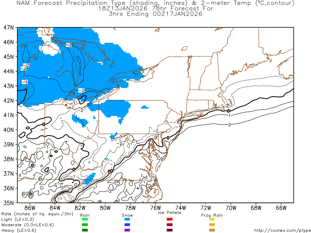 18Z nam Northeast United States Forecast Precip Type:78hr forecast