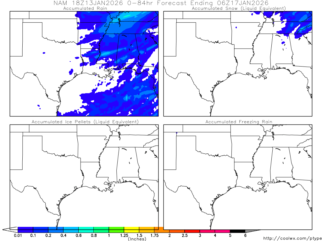 18Z nam Southcentral United States Forecast Accumulated Precip Type ...