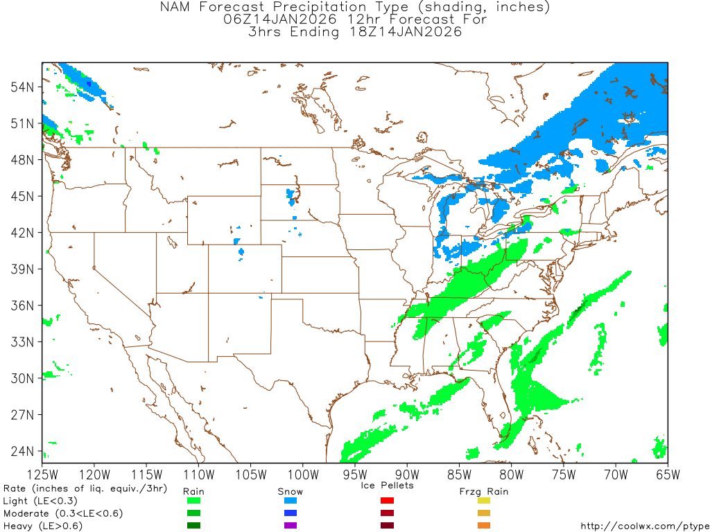 06Z nam Contiguous United States Forecast Precip Type:12hr forecast